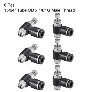 Elbow Air Flow Control Valve 15/64"Tube OD x1/8"G Speed controller Valve 6pcs - Black,Silver ...